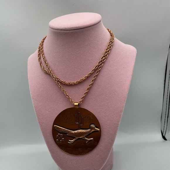 copper | Jewelry | Vtg 95s Signed Bell Copper Roadrunner 2 1116 Pendant ...